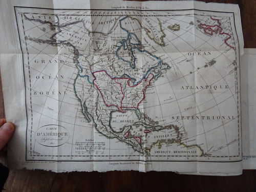 1817 DICTIONNAIRE GEOGRAPHIQUE par VOSGIEN 7 COL MAPS USA ASIA EUROPE ...