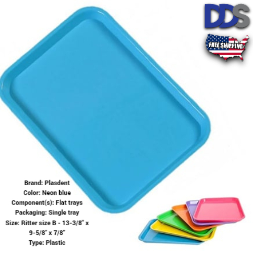 Plasdent Set-up Tray Flat Size B (Ritter)-Neon Blue, Plastic, 13 3/8" x ...