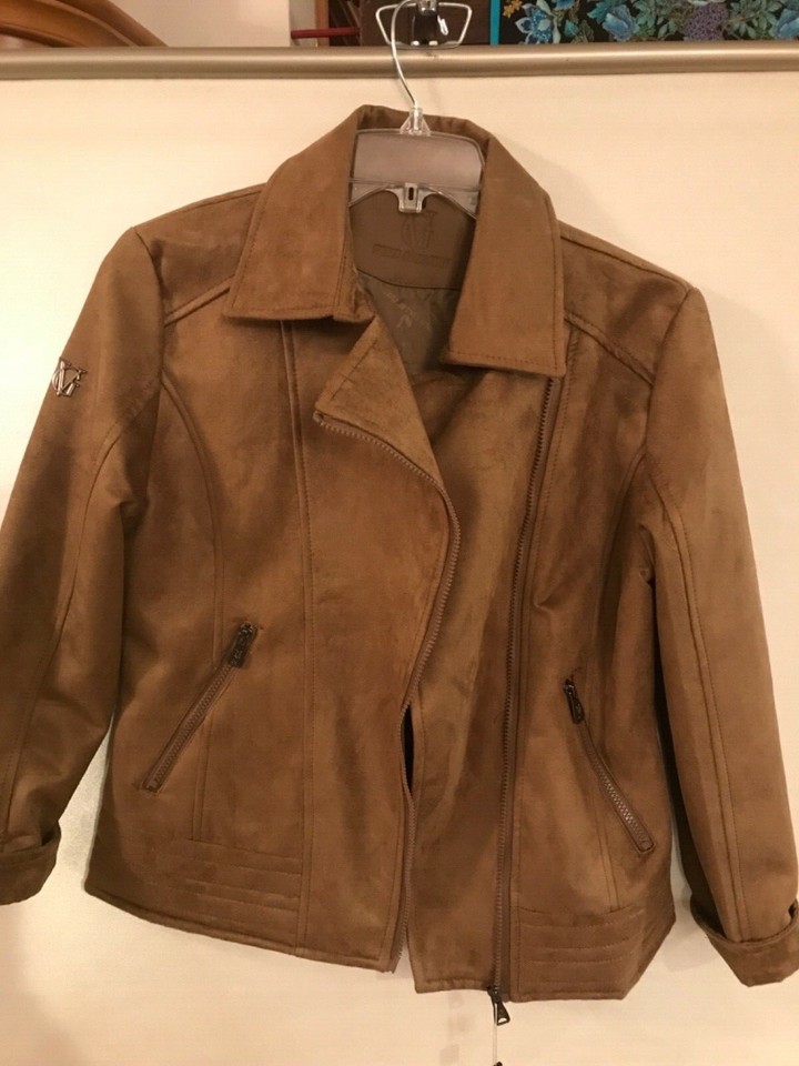 VG World Collection Size M Women’s ‘Vegan Suede’ Brown Collar Coat ...