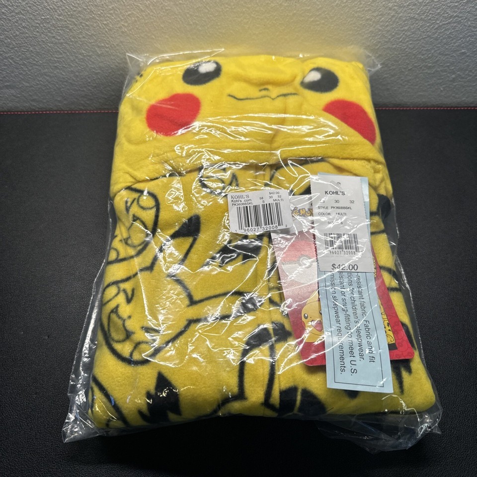 Pokemon Pikachu Hoodie Union Suit One Piece Size S (6-7) Boys / Girls ...