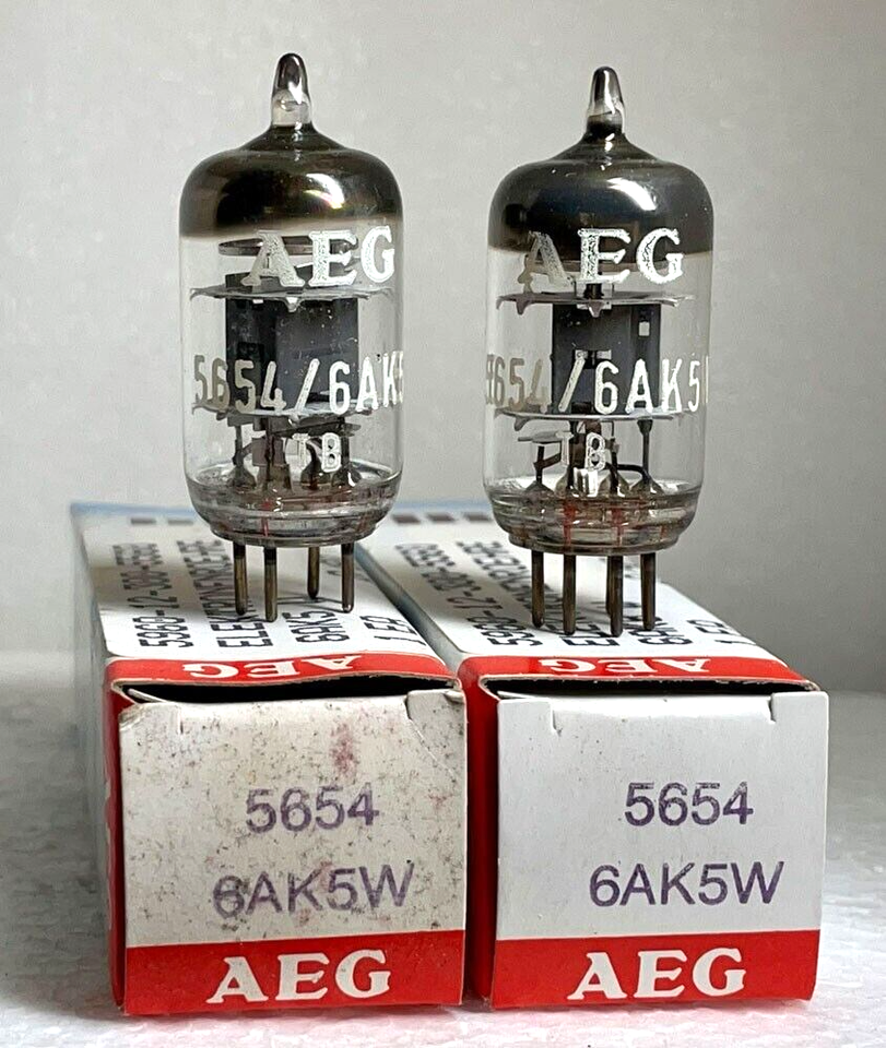 2 NOS tubes AEG Telefunken diamond 5654 EF95 6AK5W 6J1P LITTLE DOT FX ...