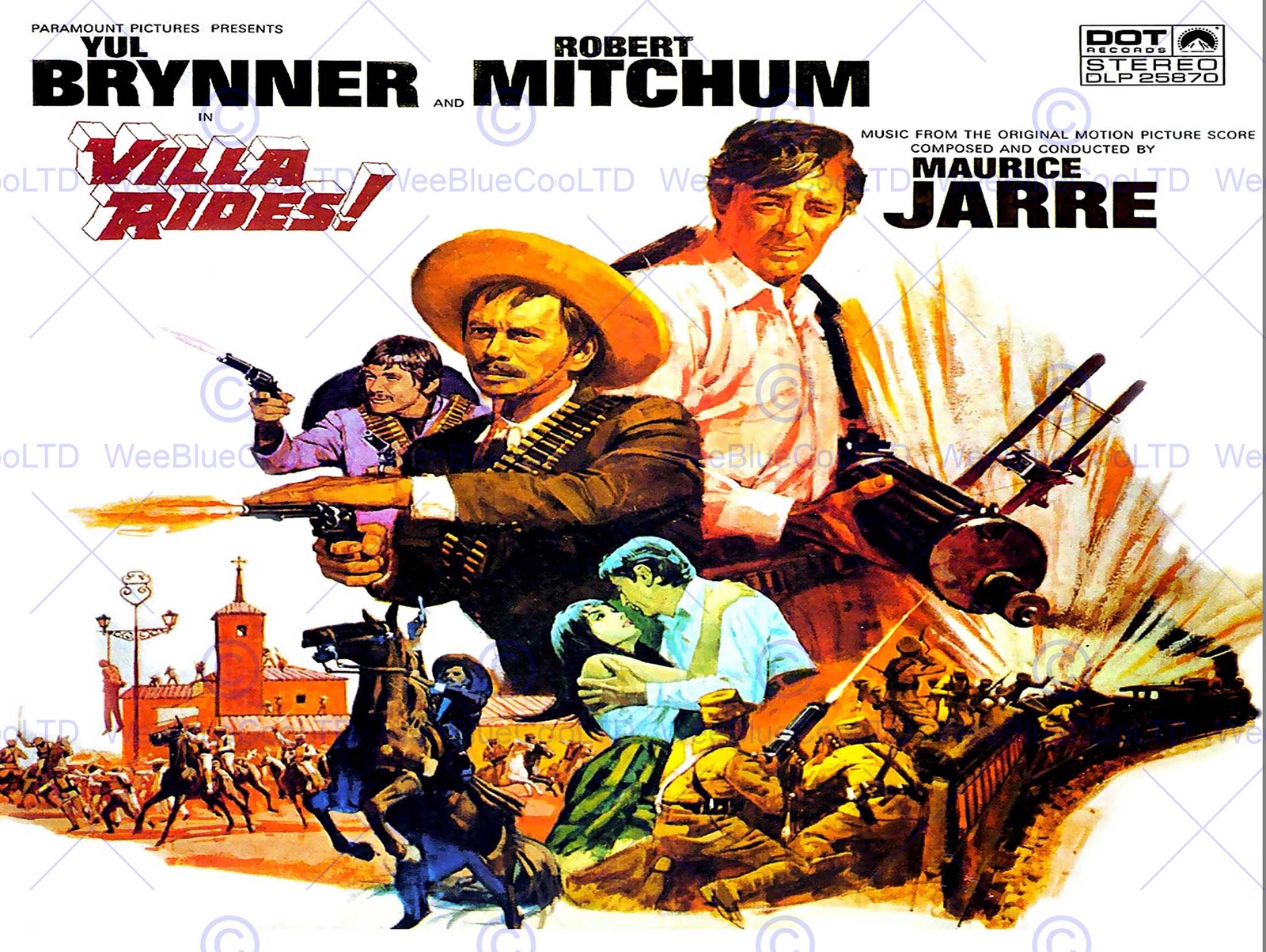 FILM VILLA RIDES YUL BRYNNER ROBERT MITCHUM SHOOTING COWBOYS HORSE ...