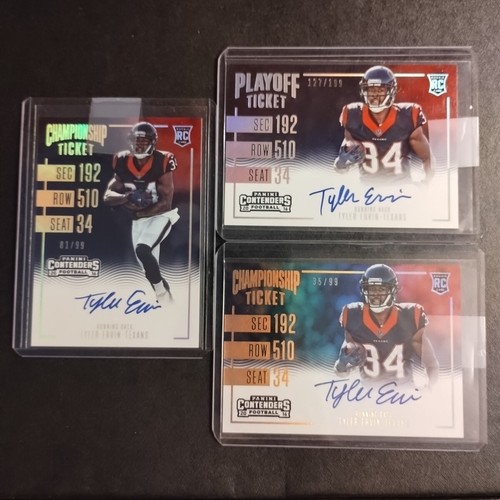 3 Card Lot Tyler Ervin RC Autos Autograph 2016 Panini Contenders SJSU ...
