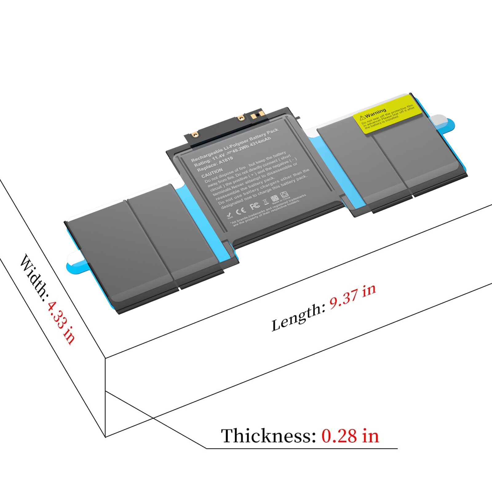 A1819 A1706 Battery For Apple Macbook Pro 13'' Late 2016 mid 2017 EMC ...