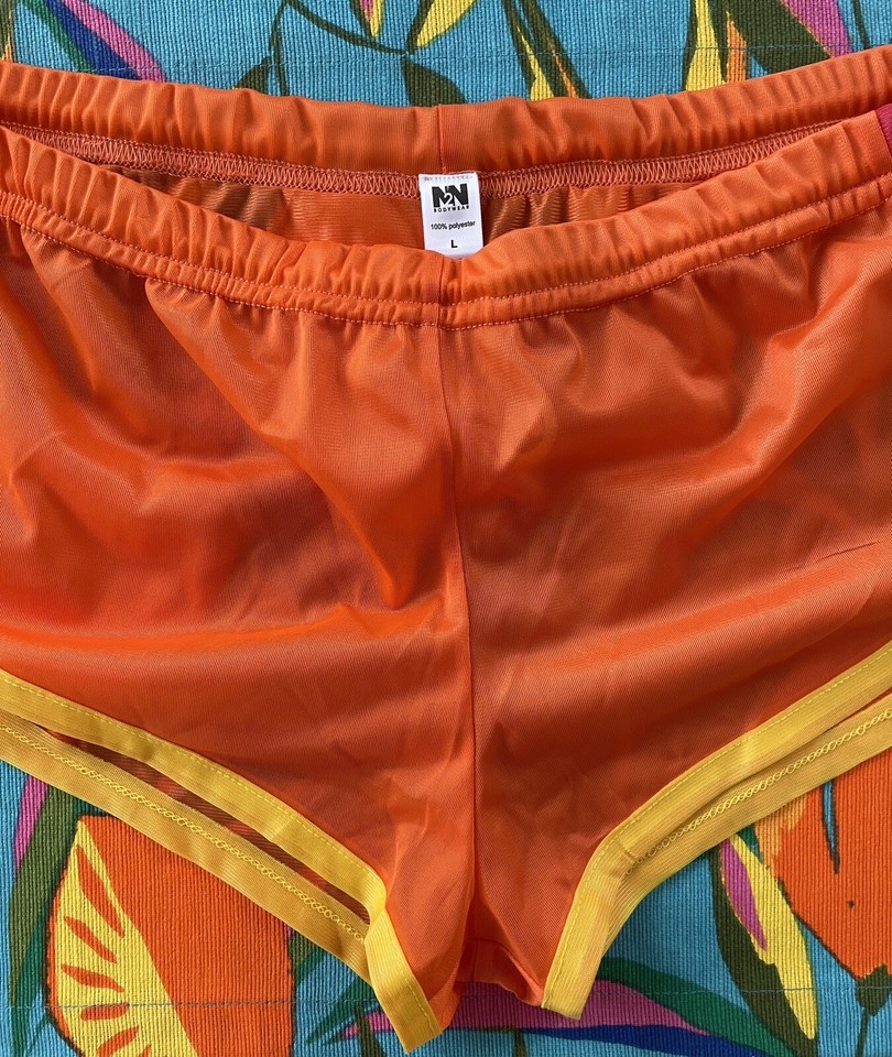 N2N Bodywear CS23 Malibu Sunset Euro Splits Sheer Orange Gym Shorts ...