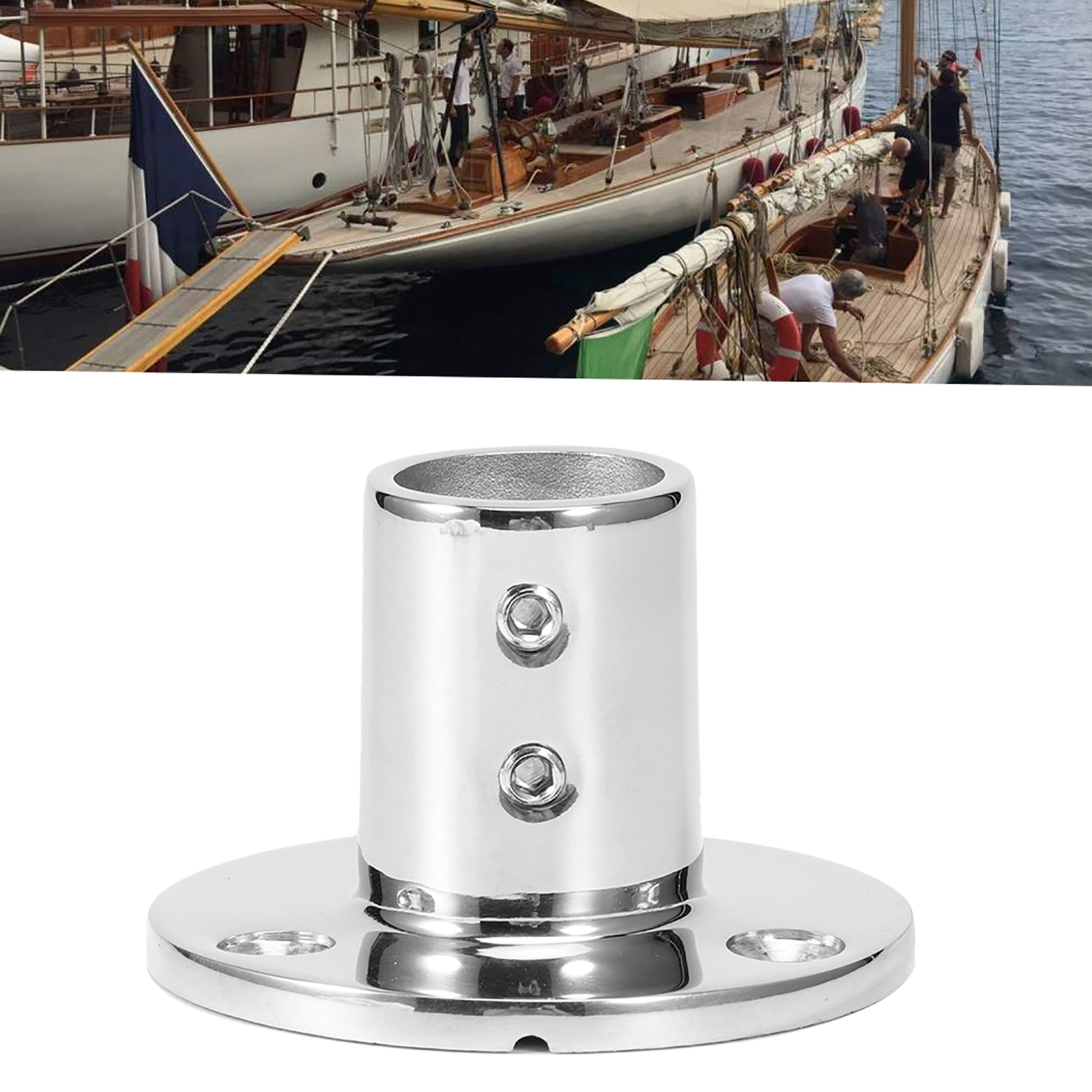 90 Degree Round Tube Base Hand Rail Fitting 316 Stainless Steel Marine ...