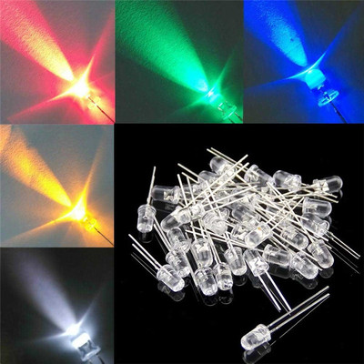 1000pcs 5mm Round Red/Green/Blue/Yellow/White Water Clear LED Light ...