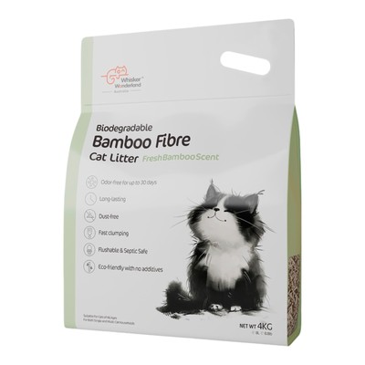 Whisker Wonderland Premium Biodegradable Bamboo Fibre Cat Litter 4KG ...