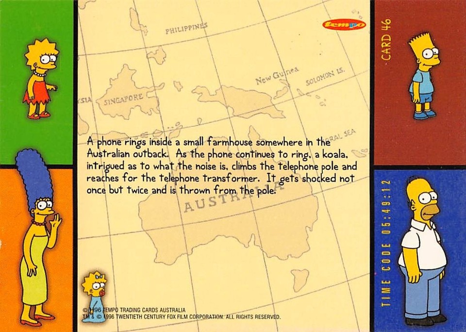 1996 THE SIMPSONS DOWN UNDER AUSTRALIA TEMPO TRADING CARD #46 | eBay