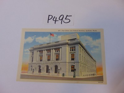 VINTAGE POSTCARD UN-POSTED SPOKANE WASHINGTON POST OFFICE & FEDERAL ...
