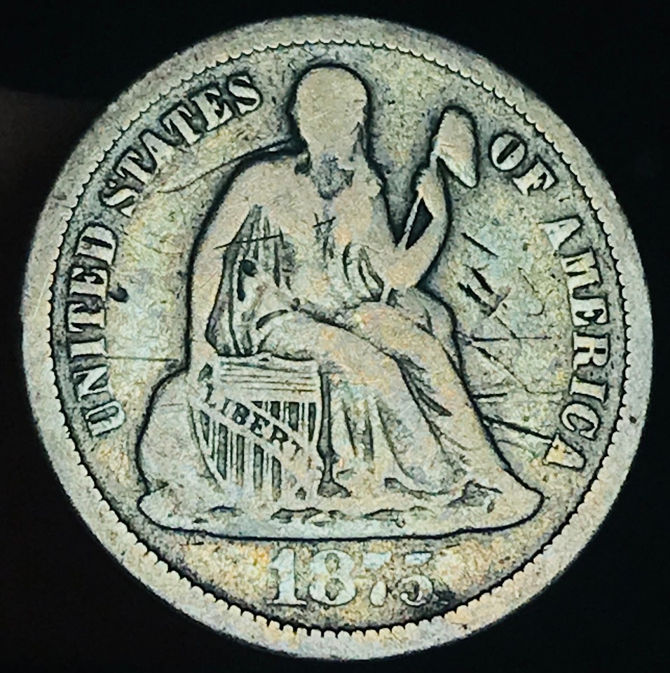 1875 CC Seated Liberty Dime 10c Ungraded Circulated US Silver Coin ...