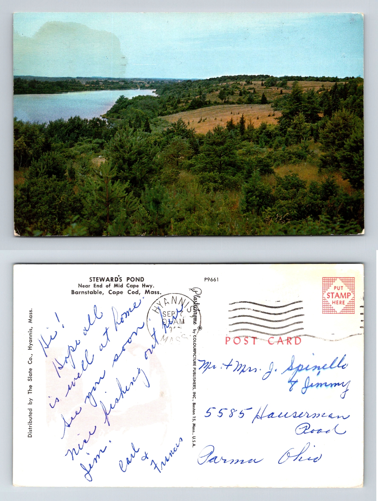 Steward’s Pond Barnstable Cape Cod MA Postcard Spinello 1950s ...