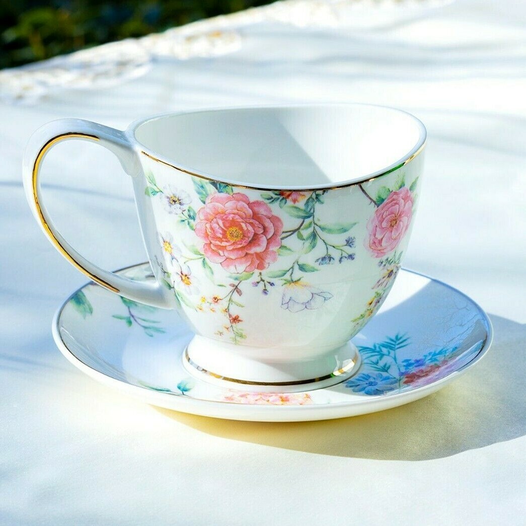 Grace Teaware Pink Camellia Fine Porcelain Tea Cup and Saucer | eBay