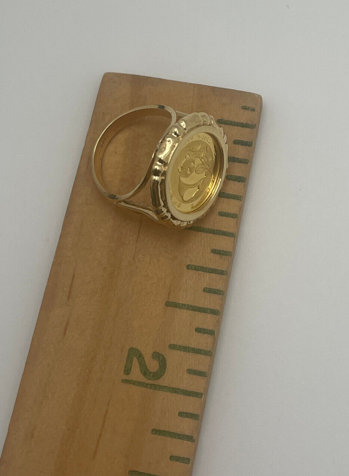 14K Yellow Gold 1988 1/20oz .999 Gold Chinese Panda Coin Ring 5.47 ...