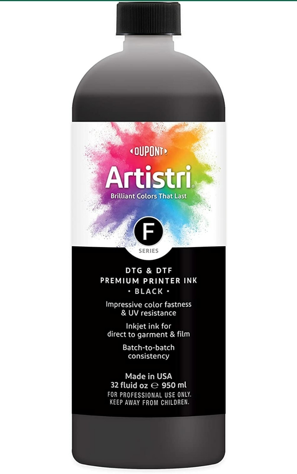 DUPONT Artistri Series DTG & DTF Ink - F - Black - 32 oz Ricoh Gen 4 ...