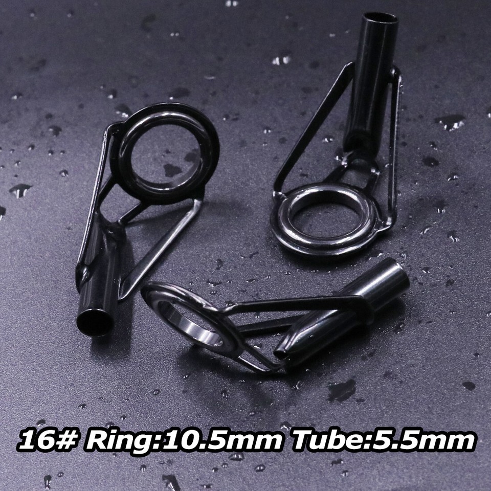Black Fishing Rod Tip Guides Stainless Steel Ceramic Ring 1.8mm~8mm ...