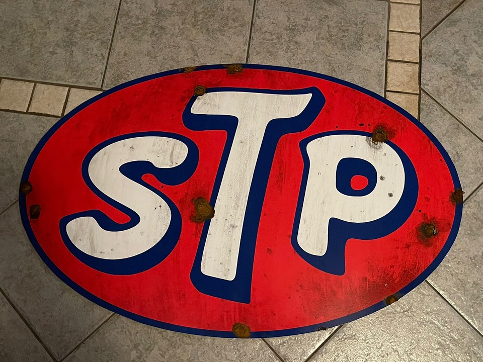 Antique style Barn Find Look STP Gas Oil Dealer Sales Sign Service ...
