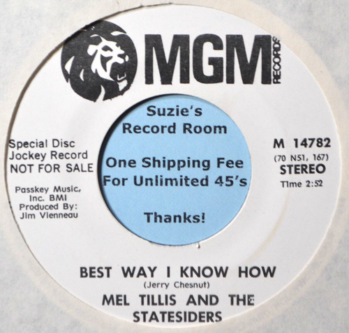 Mel Tillis Best Way I Know How DJ Promo #B EX/NM Country Western 45 7 ...