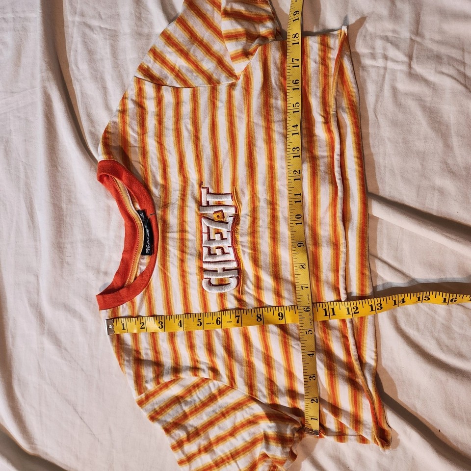 Kelloggs Cheezit Striped Ringer Tee Embroidered Logo Graphic Top Small ...