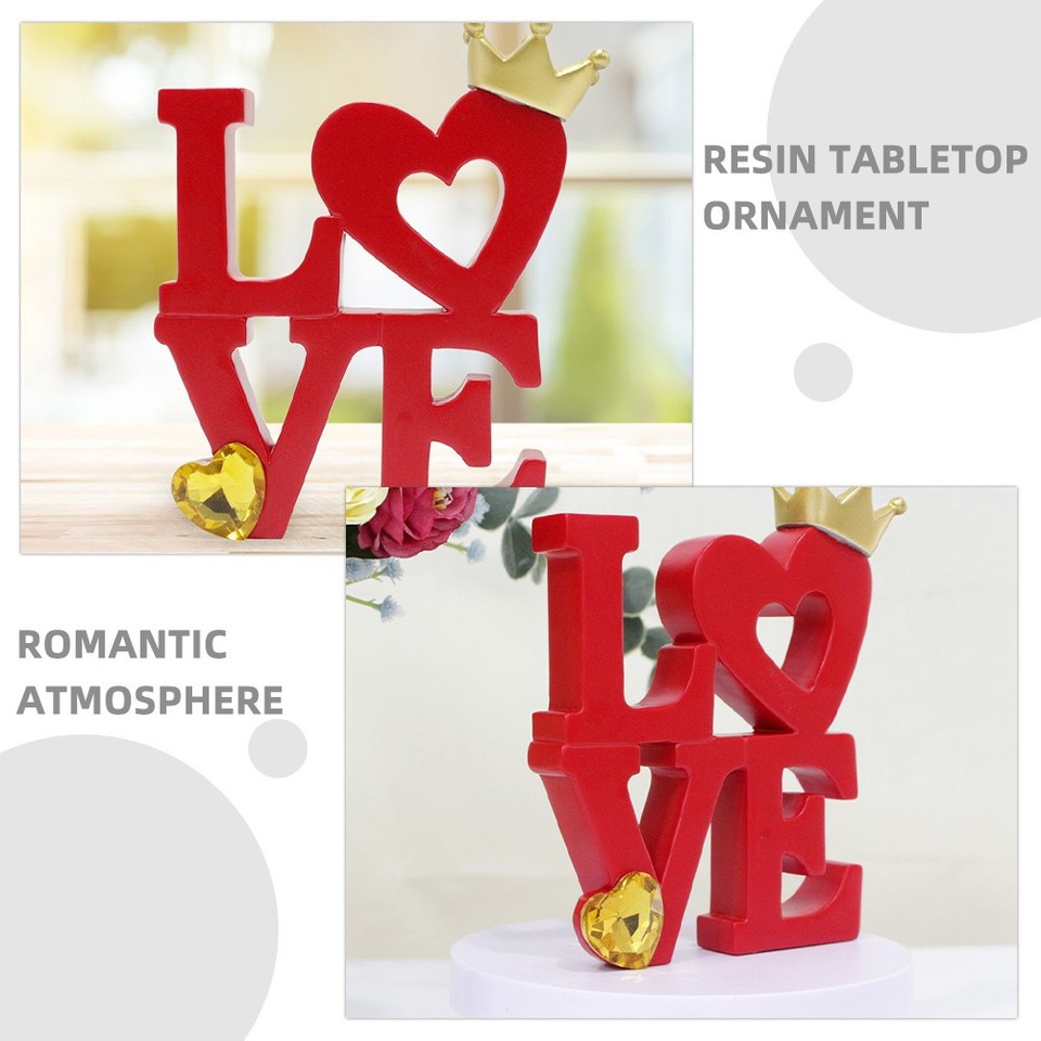 Wooden Block Letter Sign Valentine's Day Love Tabletop Decoration ...