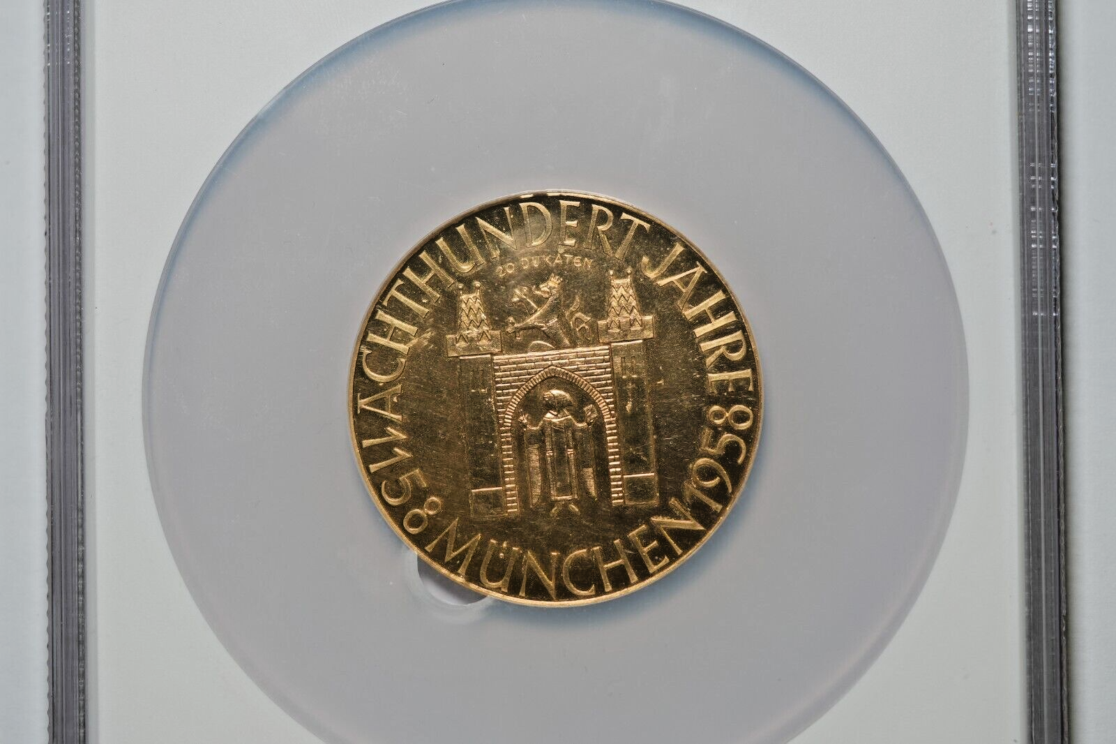 1958 Germany 20 Ducats Gold Bavarian State Issue Coin no 368 NGC 64 ...