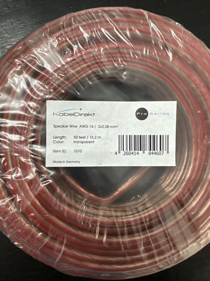 50ft Pure Copper Stereo Audio Speaker Wire – Made in Germany – 14 AWG ...