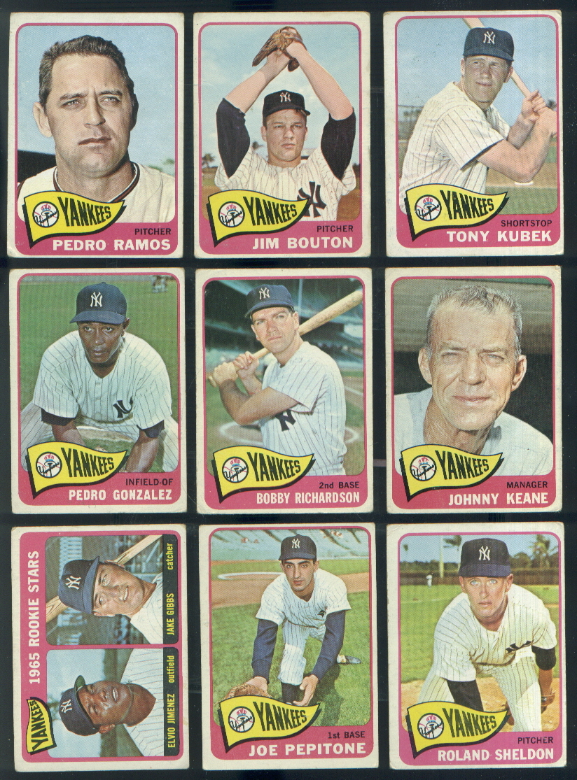 (15035) 1965 Topps Yankees Lot of 15 VG scanned Front/Back Kubek ...