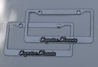 2pc Chevy Caprice License Plate Frames Box Chevy Chrome Emblem Badge 86 ...