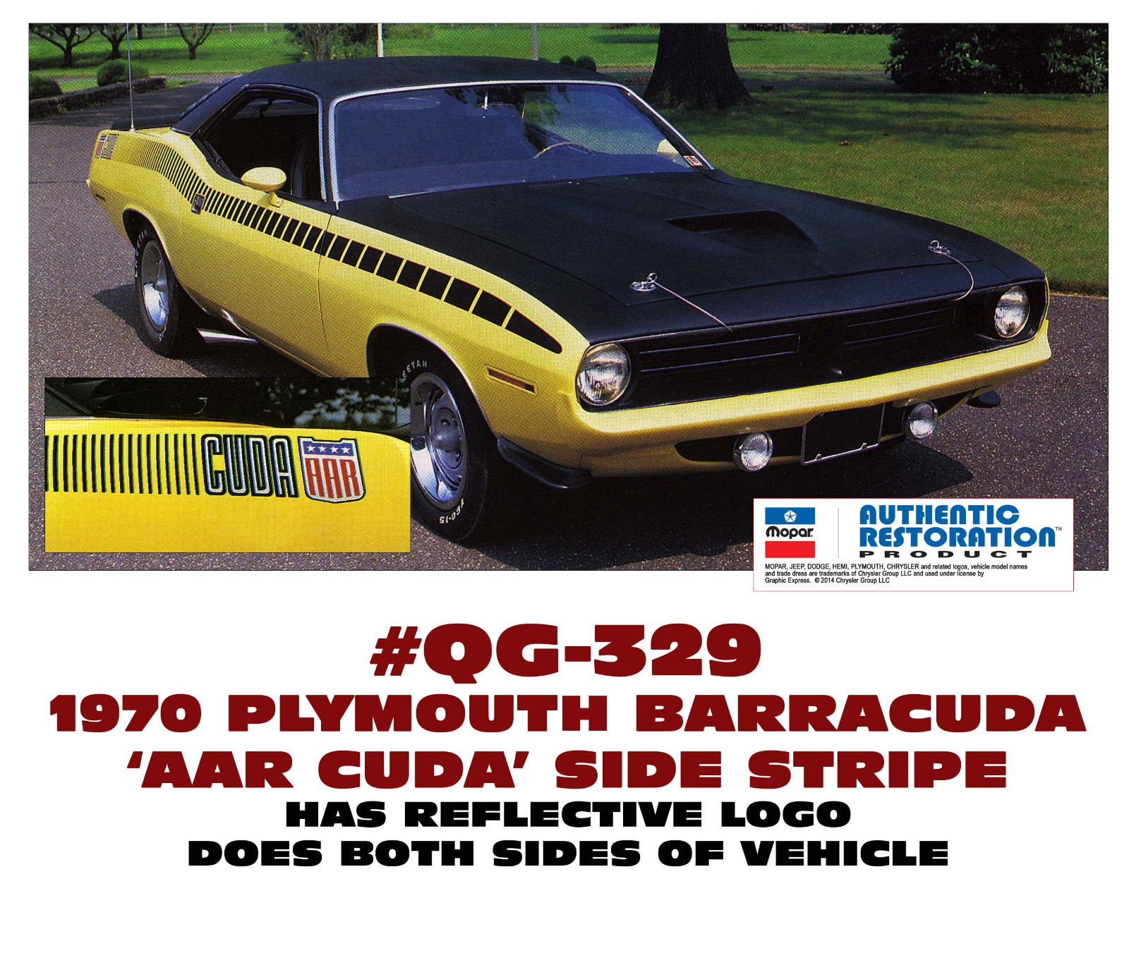 QG-329 1970 PLYMOUTH BARRACUDA - CUDA AAR - SIDE STRIPE DECAL KIT ...