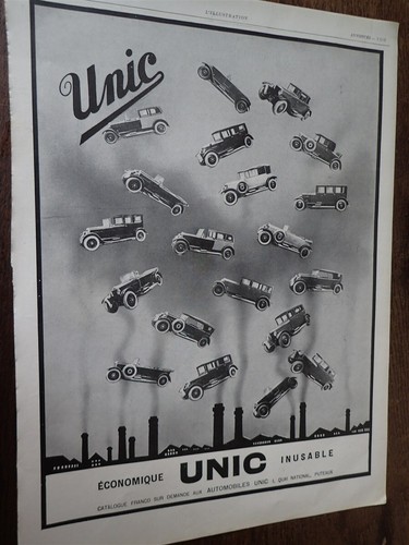 UNIC automobile + carburetor ZENITH paper advertising ILLUSTRATION ...