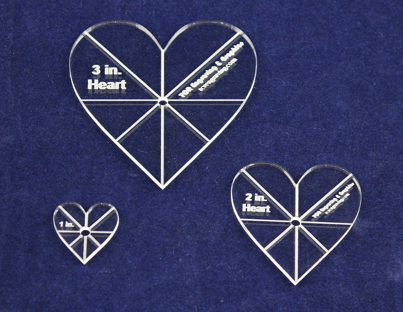 Heart Template 3 Piece Set. 1,2,3 Inches - Clear 1/8 Inch Thick w ...