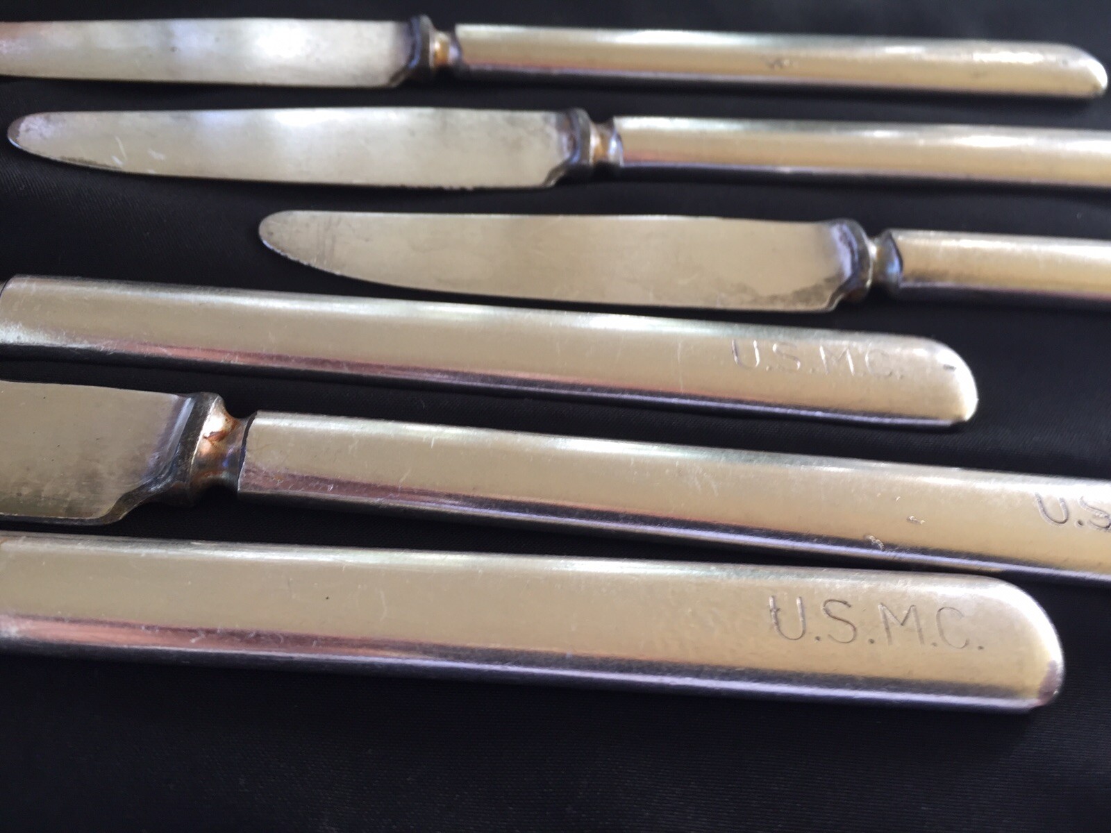 Vintage USMC Silver plate Flatware Mess Hall Issue Knife Set 6 Marine ...