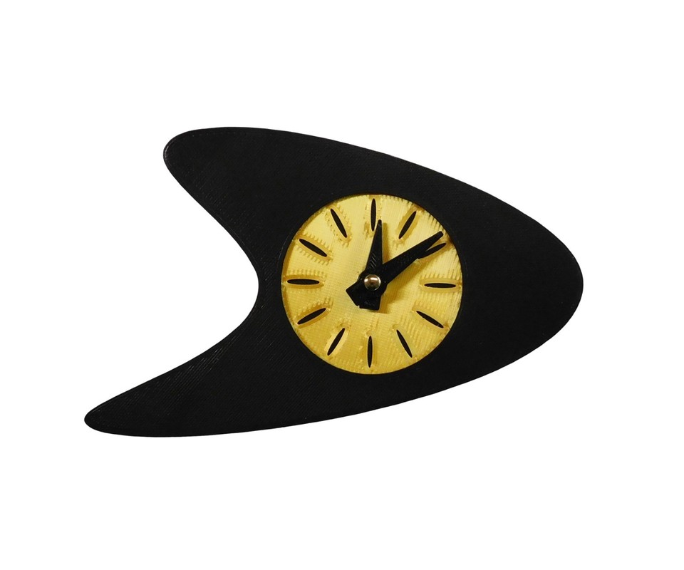 Small Mid Century Modern Boomerang Wall Clock – Retro Atomic Clock – 3D ...