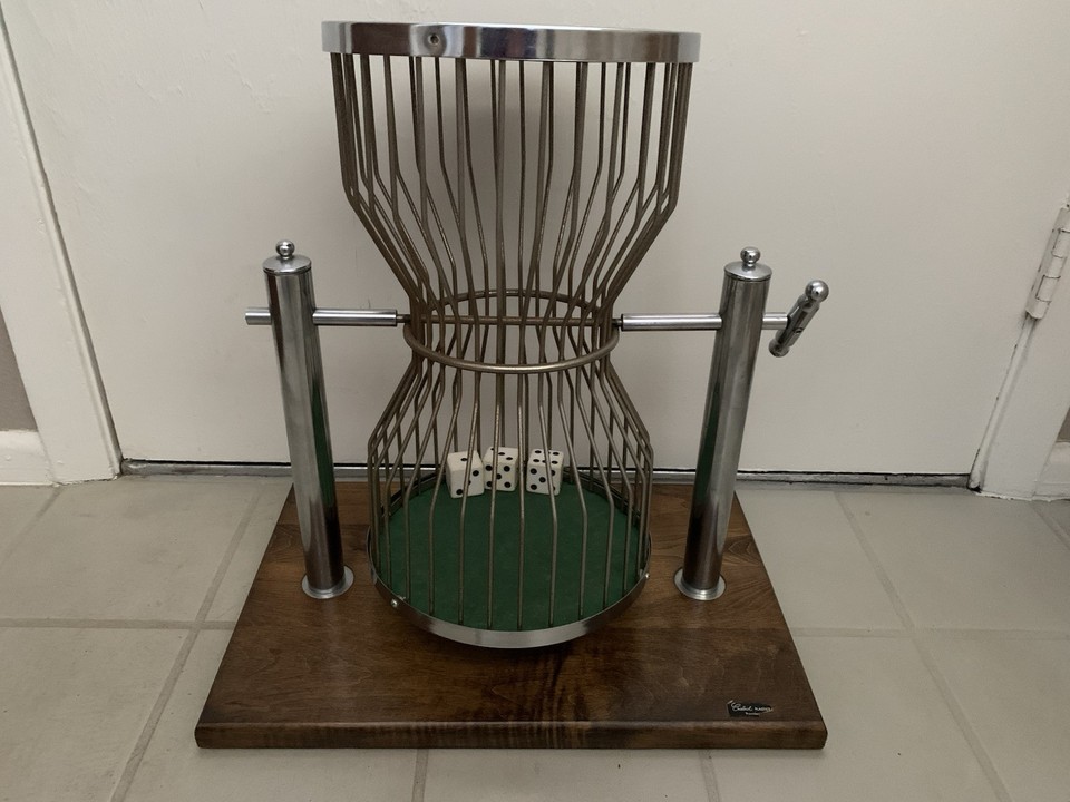 Vintage Crisloid 2 Post 18” Chuck A Luck Dice Cage Game With Wood Base ...