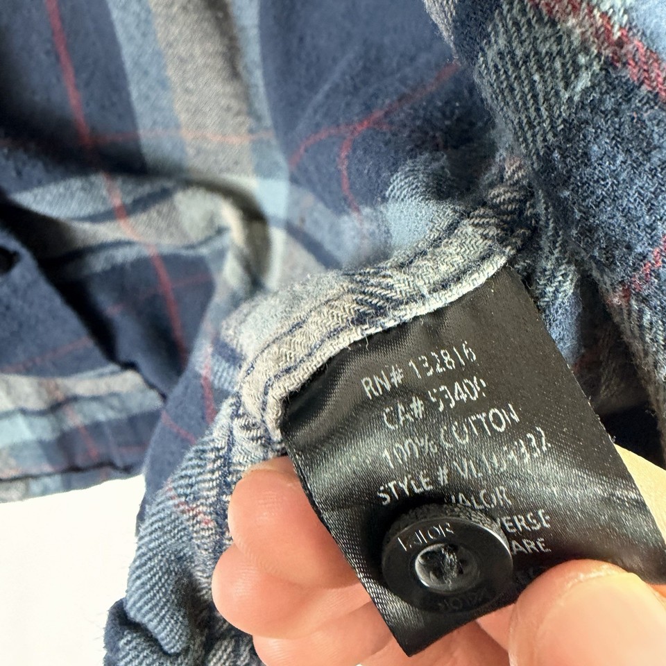 Valor Collective Mens L Flannel Gray Blue Plaid Long Sleeve Shirt ...