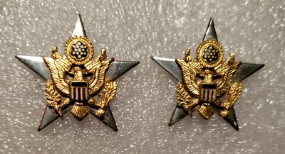 WWII Sterling U.S. Army General Staff Star Insignia Matched Pair Clutch ...