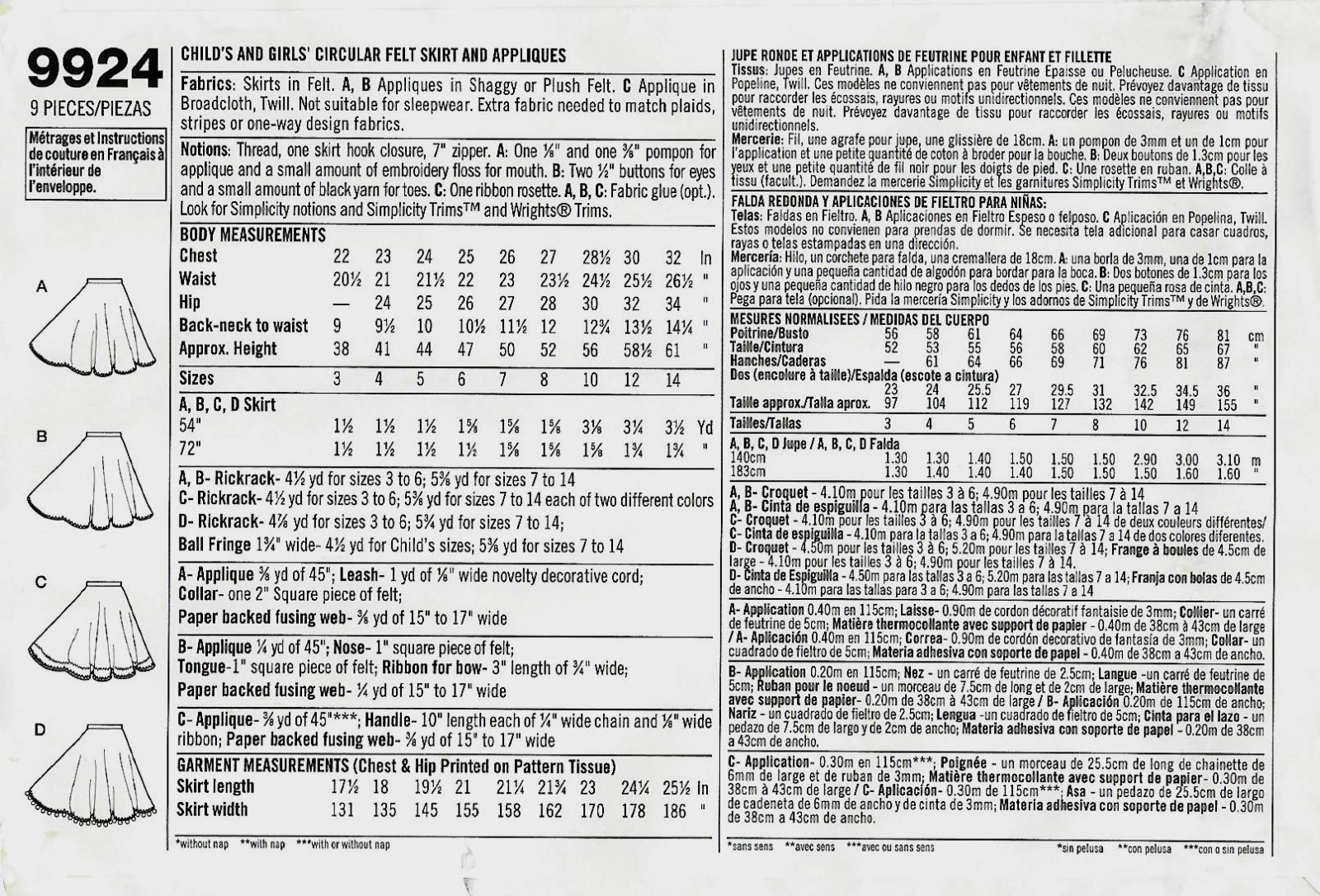 Simplicity Sewing Patterns For Dummies Costumes Your Choice Child/Girls ...