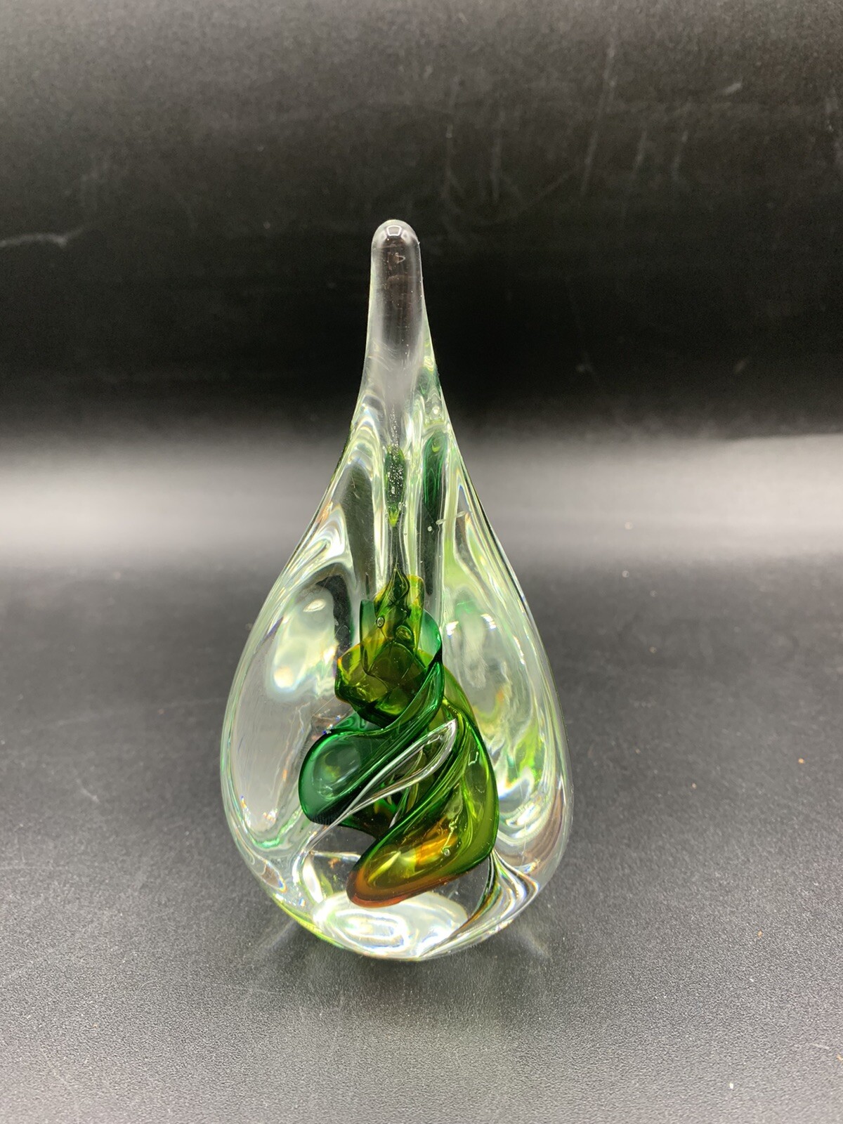 Marian Pyrcak Crystal Asymmetrical Teardrop Paperweight Poland Signed 5 ...