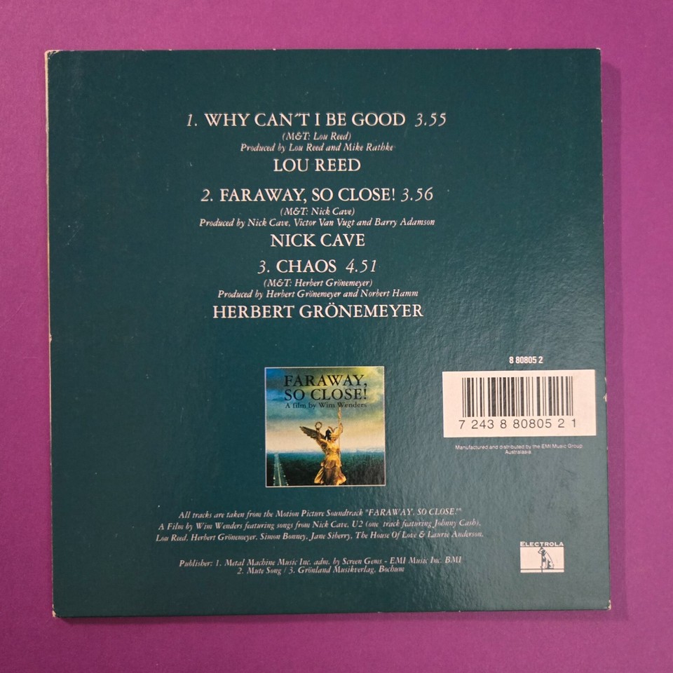 NICK CAVE - Faraway, So Close CD Single AUSTRALIA LOU REED - Why Can't ...