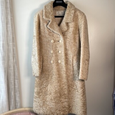 Vintage Hudson's Detroit Lamsbwool Double Breasted Taupe Tan Fur Petti ...