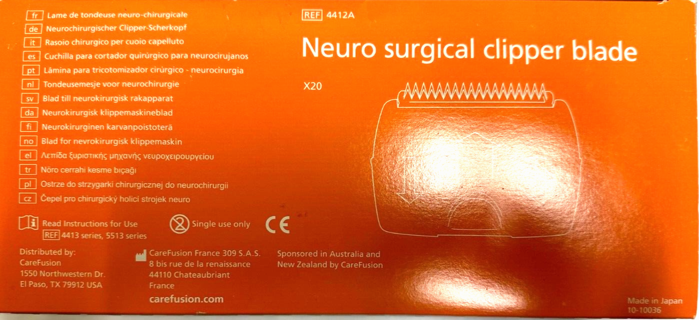 CareFusion Neuro Surgical Clipper Blade Ref 4412A 20pcs for sale online ...