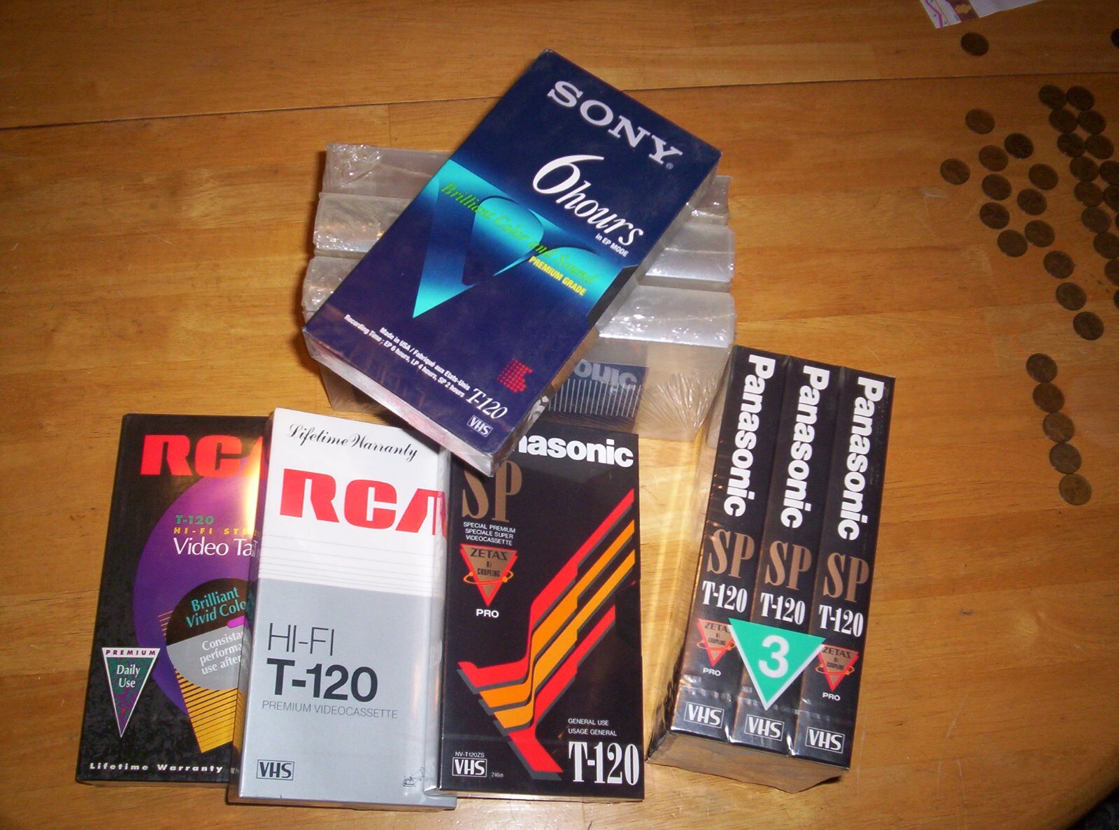 Lot Of 7 New sealed Panasonic SP T-120 Blank VHS Tapes, Sony, RCA, 3 ...