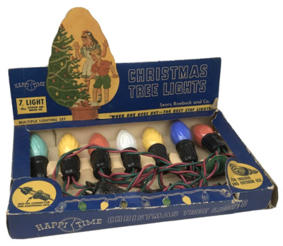 Vtg Sears Happi Time Christmas Tree String Lights 7 Bulbs in Display ...