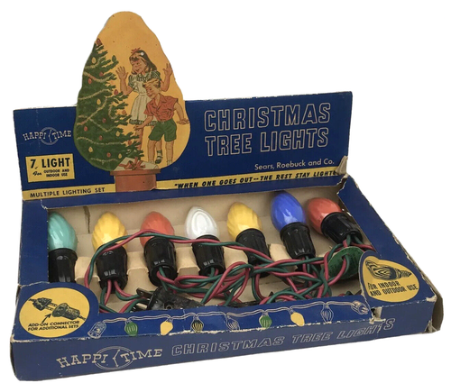 Vtg Sears Happi Time Christmas Tree String Lights 7 Bulbs in Display ...