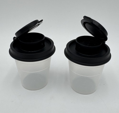 Tupperware Mini Salt & Pepper Shakers Midgets Set 2 Black Seal New | eBay