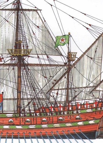 VINTAGE HISTORICAL SAILING SHIP PRINT ~ THE GALLEASS ANTELOPE 1545 | eBay