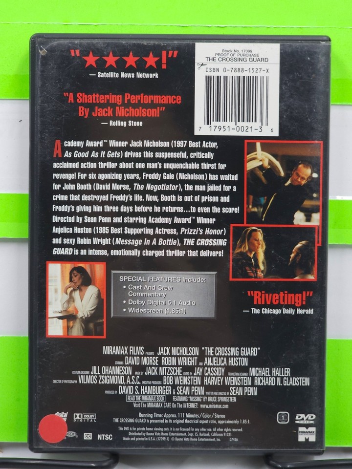 THE CROSSING GUARD JACK NICHOLSON DAVID MORSE ROBIN WRIGHT ANJELICA ...