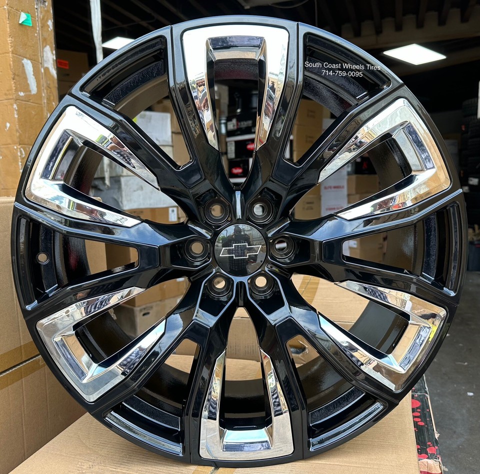 22” New 2024 GMC Sierra Yukon Fr207 BLACK CHROME WHEELS CHEVY Tahoe ...
