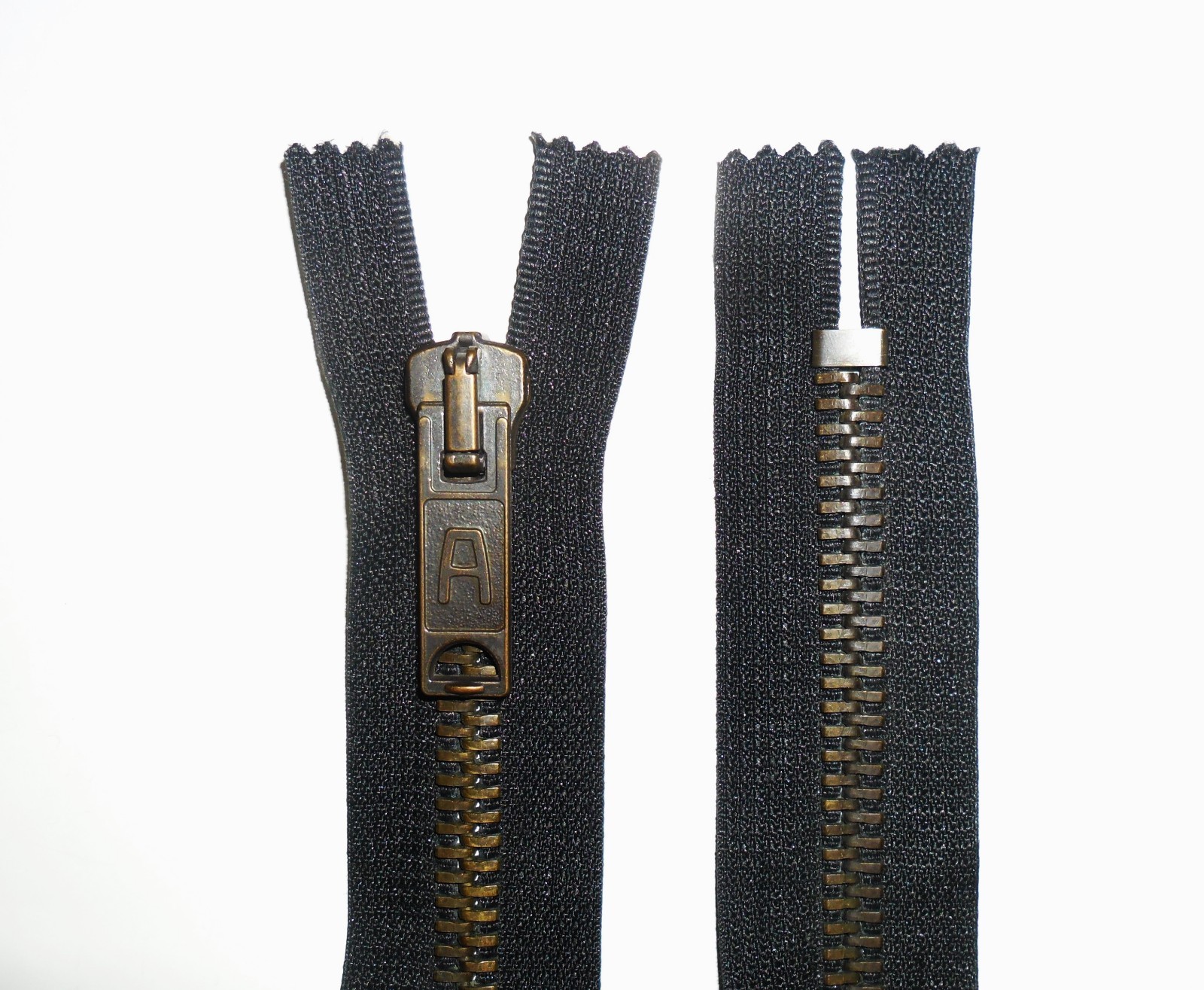 ALBERT ZIP BLACK 6"/15CM, ANTIQUE BRASS TEETH, CLOSED END, NUMB 9 ...