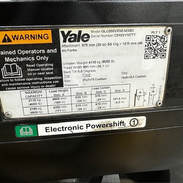 2019 Yale GLC050VX 5000lb Used Forklift Triple Mast Sideshift 4965 ...